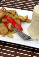 Chicken Teriyaki Stir Fry with a Giant Rice Tower