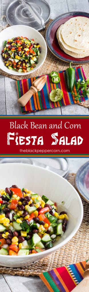 Fiesta Salad Recipe- Mexican Flavour: Black Bean, Corn, Cilantro