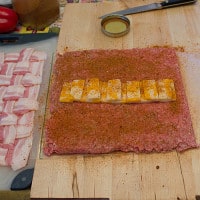 Bacon Cheeseburger Fatty - smoked in a Bradley beef, cheddar