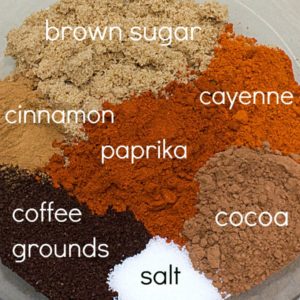 Cafe Mocha rub for grilling beef and chicken. Chocolate and coffee