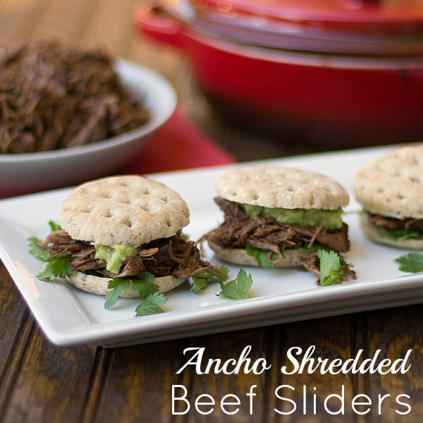 Ancho Shredded Beef and Guacamole Sliders