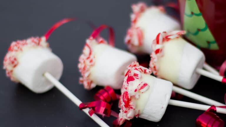 Candy Cane Marshmallow Pops with White Chocolate Recipe
