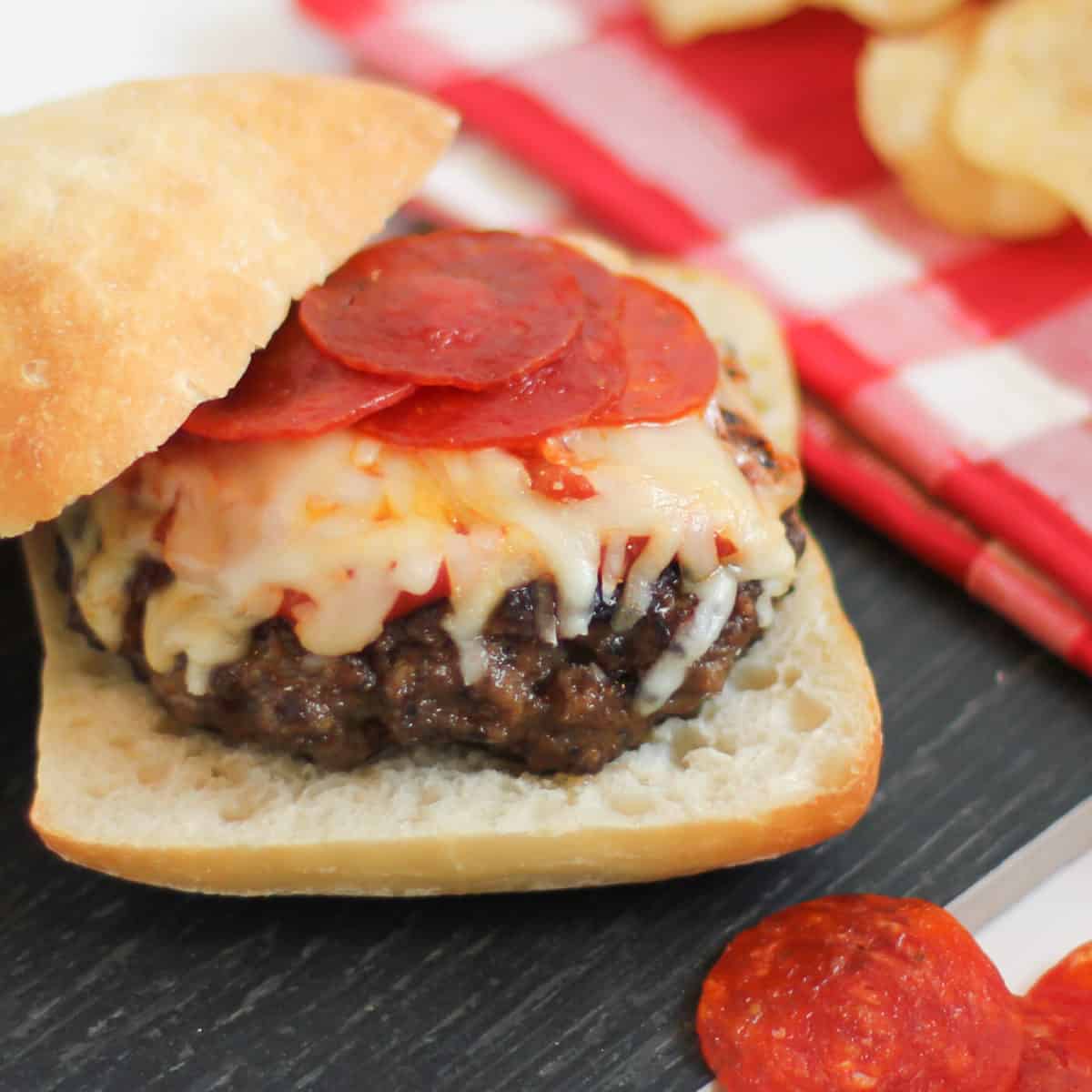 Pepperoni Pizza Burger Recipe - The Black Peppercorn