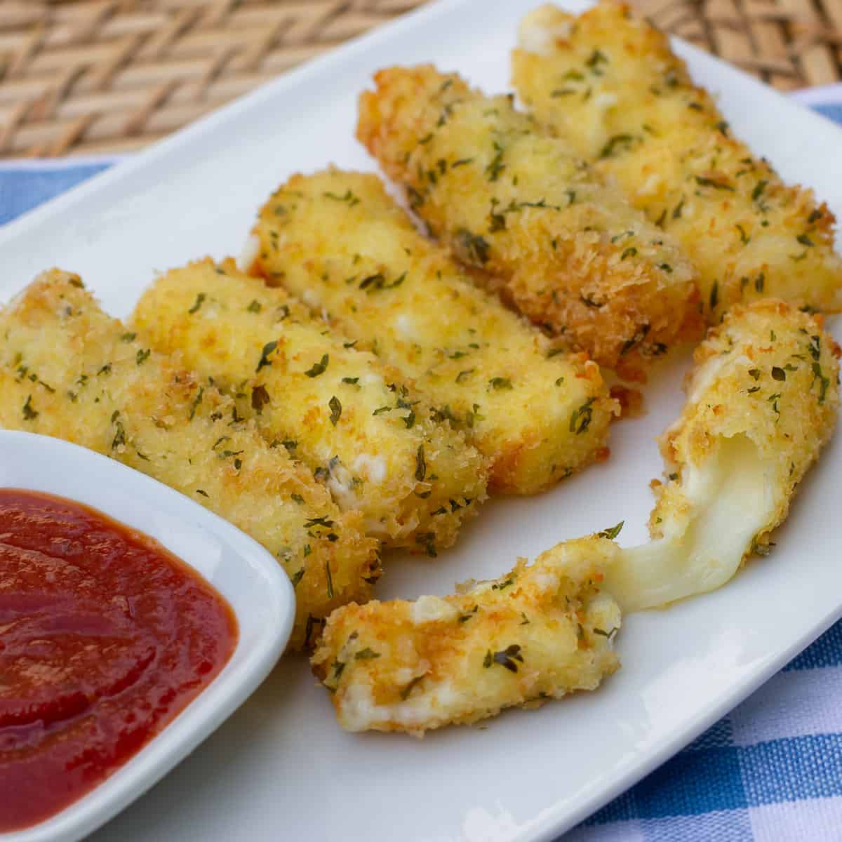 Homemade Mozzarella Sticks made with Cheese Strings