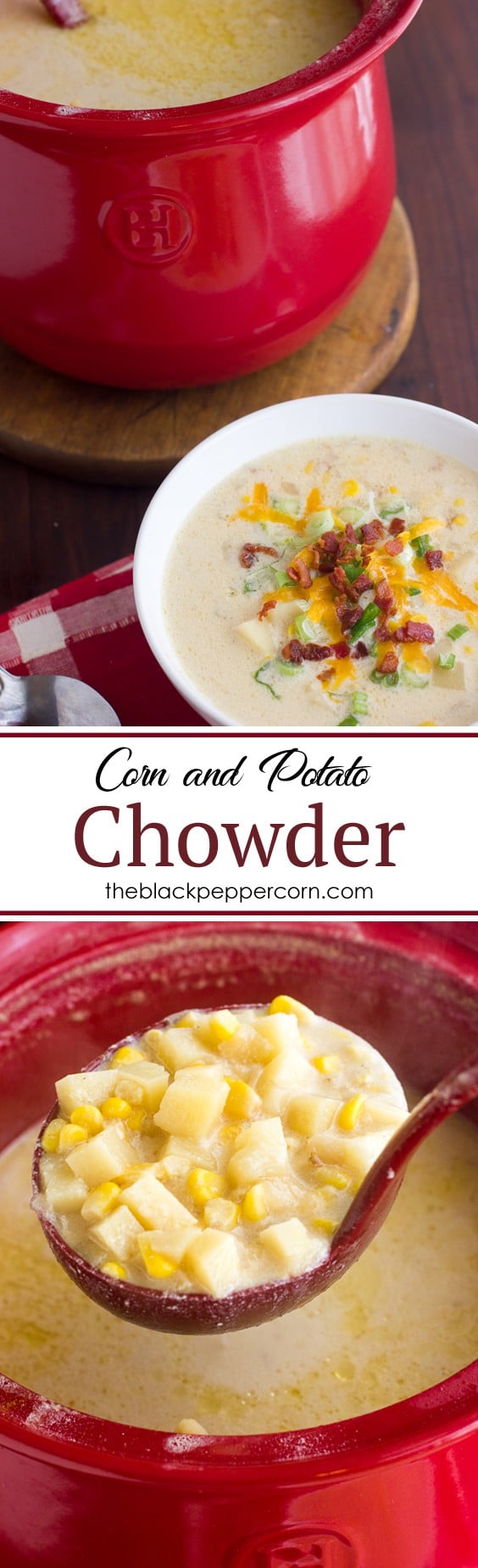 Corn and Potato Chowder Recipe - with bacon and cheddar