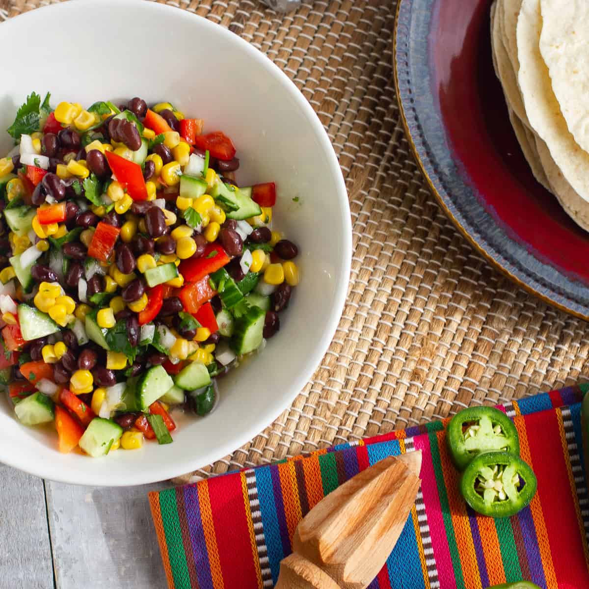 Fiesta Salad Recipe- Mexican Flavour: Black Bean, Corn, Cilantro