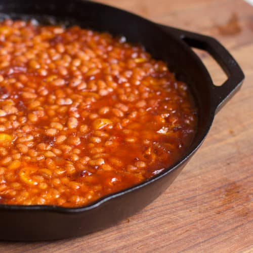 Smoked Baked Beans in a Cast Iron Skillet Recipe