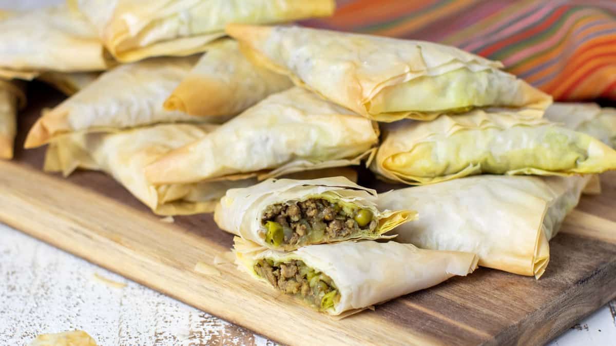 Curry Beef Phyllo Pocket Triangles Recipe