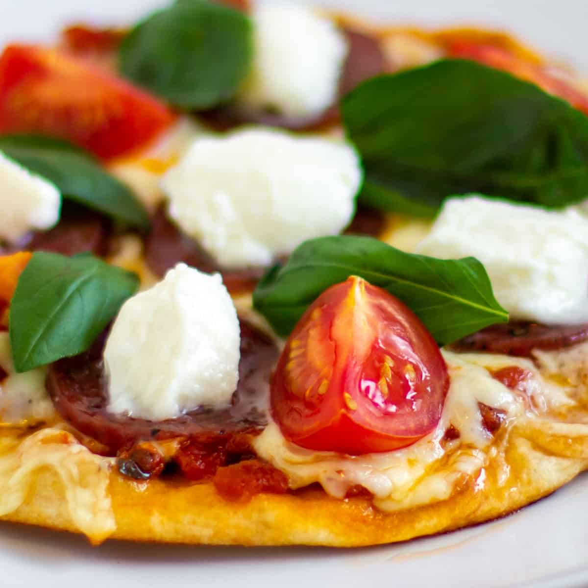 Naan Pizza with Salami and Buffalo Mozarella Recipe