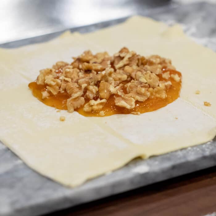 Baked Brie in Puff Pastry with Walnuts and Apricot